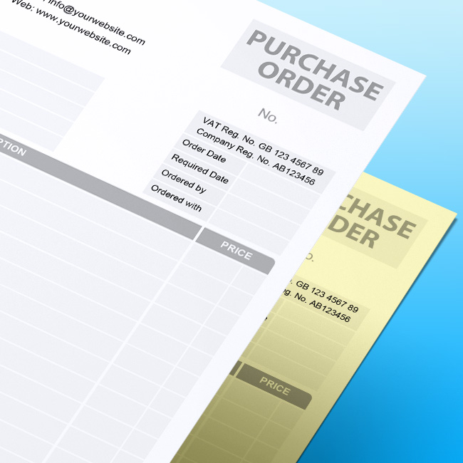 PURCHASE ORDER Template for NCR printing from £48